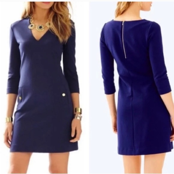 Lilly Pulitzer | Dresses | Charlene True Navy Blue Shift Dress Lilly ...